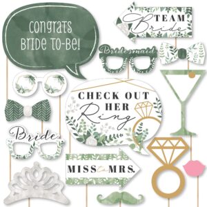 big dot of happiness boho botanical bride - greenery bridal shower and wedding party photo booth props kit - 20 count