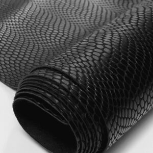 Fabric Empire Vinyl Upholstery Fabric Embossed Texture Snake Fake Leather Material for Bags Purses Shoes Apparel 54" Wide/Sold by The Yard (Mamba, Black)