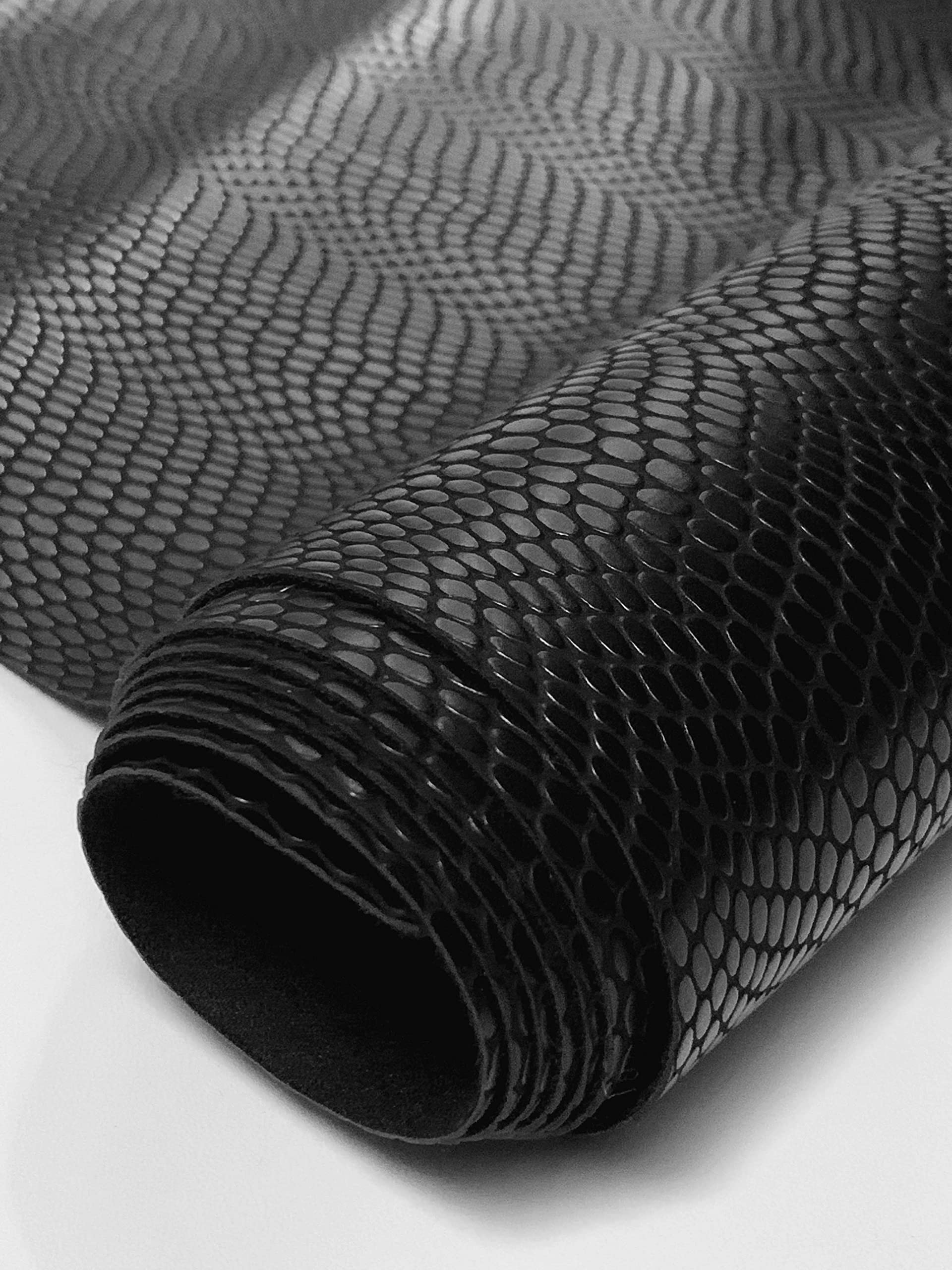 Fabric Empire Vinyl Upholstery Fabric Embossed Texture Snake Fake Leather Material for Bags Purses Shoes Apparel 54" Wide/Sold by The Yard (Mamba, Black)