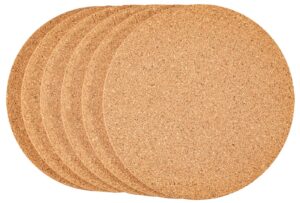 round cork trivet set of 6 pieces heat for kitchen holder for hot dishes, 7.1x0.4 inches hot plate coaster pads for tables, natural heat resistant cork placemat for plants