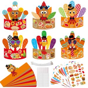 diy thanksgiving turkey craft kits 12 pcs fall headbands crowns hats party decoration supplies for kids school holiday activity