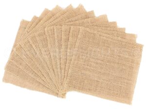 cleverdelights 6" burlap squares - 12 pack - premium jute burlap - finished edges