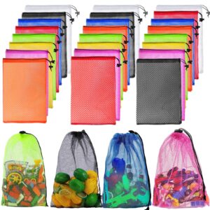 visen 24 pieces mesh drawstring bags,mesh bag,storage mesh bags,colorful mesh stuff sack,net bag mesh ball bag for collecting toys,travel sports,storage,laundry,gym,11.8×17.7 inc