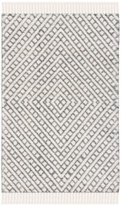 safavieh natura collection 2' 3" x 4' ivory / black nat357a handmade boho tassel wool entryway living room foyer bedroom accent rug