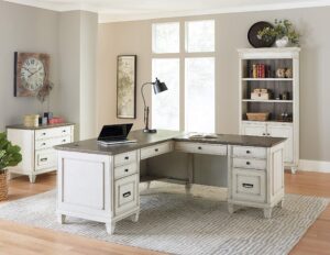 martin furniture hartford wood l-desk and return, writing table and return, office desk and return, white