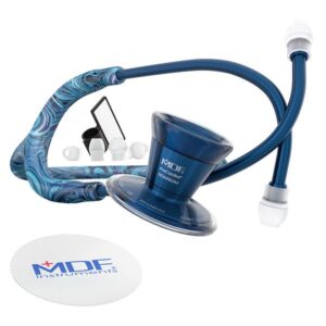 mdf instruments starry night procardial cardiology stethoscope, lightweight titanium, adult, dual head, starry night tube, titanium blue, capridium chestpiece-headset, mdf797tsncd