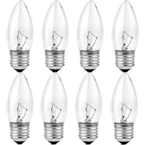 40w incandescent light bulb, equivalent incandescent torpedo tip chandelier, clear finish, decorative, chandelier ftype flame tip, e26/e27 medium base (8)