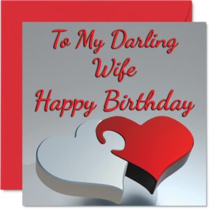 stuff4 cute birthday cards for wife - my darling wife - romantic happy birthday card for wife from husband partner, special wife birthday gifts, 5.7 x 5.7 inch wifey greeting cards