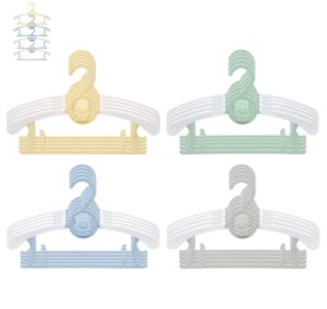 jsf adjustable baby hangers for baby girl boy, 20pcs toddler kids child nursery closet hangers, non-slip and extendable laundry infant hangers for newborn clothes (colourful bear hangers)