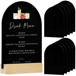 5x7 inch blank black arch acrylic sign | 10 pack arch acrylic blanks acrylic sheet 1/8 inch thick, diy acrylic arch table numbers, perfect as arched modern wedding signs, arched round top table sign