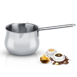 cream warmer pot with pour spouts, 28oz/800ml small pot for heating milk,stainless steel small sauce milk pot measuring pan, induction pot for chocolate melting cheese baking pot