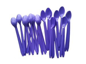 gmark 50pc 7.5" extra long plastic purple spoons, ice cream spoons dessert spoons gm1119