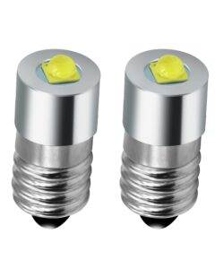 yeoro 2pcs ac/dc 6-30v e10 upgrade led flashlight bulb,3w 6v 9v 12v 18v 19.2v 24v led conversion kit for torch lantern bike work light maglit bulbs,non-polarit