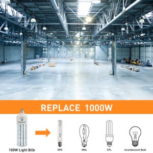 2 Pack 100W LED Corn Light Bulb 5000K Daylight 15000 Lumens Super Bright, E26/E39 Base Led Corn Bulbs Replace Metal Halide HID CFL for Outdoor Commercial Industrial Lighting Garage Warehouse Backyard