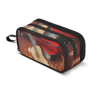 emelivor musical guitar pencil case big capacity pencil pouch pencil bags with zipper pencil box for girls teens kids boys adults students office school supplies pen case organizer