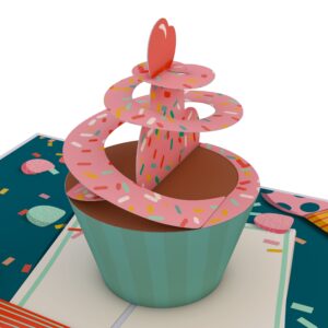 lovepop cupcake birthday 3d pop-up greeting card - handcrafted, fsc certified, 5 x 7"