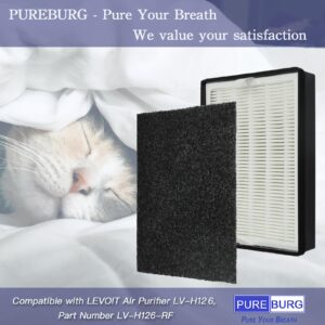 PUREBURG LV-H126-RF Replacement Filter Compatible with LEVOIT LV-H126 Air Purifier,2-Pack H13 HEPA + 8 x Activated Carbon Pre-Filters, Air Clean Dust VOCs