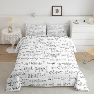 feelyou math formula duvet set mathematical comforter set for kids boys girls educational bedding set science comforter black white 1 comforter set with 1 pillowcase twin size boys