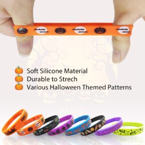 GuassLee Kids Halloween Party Favors Rubber Bracelets, 40pcs Halloween Silicone Wristbands and Cards for Kids Halloween Trick or Treat Gifts, Halloween Giveaways, Halloween Goodie Bag Fillers Supplies