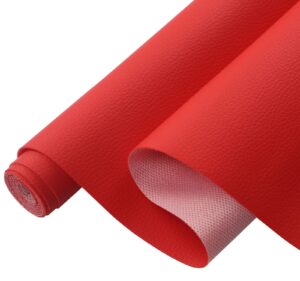 picheng lychee texture solid color faux leather sheets13.8 x53(35cmx135cm),soft faux leather roll very suitable for making crafts,leather earrings, bows,sewing diy projects (red)