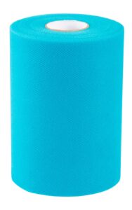 joycrosso tulle fabric rolls 6 inch 100 yards (300 feet) organza tulle polyester netting spool for wedding decorations gift baby shower crafts diy tutu skirt-soft & drape (turquoise)