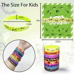 GuassLee Kids Halloween Party Favors Rubber Bracelets, 40pcs Halloween Silicone Wristbands and Cards for Kids Halloween Trick or Treat Gifts, Halloween Giveaways, Halloween Goodie Bag Fillers Supplies