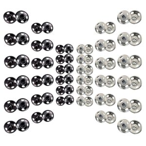 fuman forest 100 sets sew-on snap buttons metal snaps fasteners press studs buttons for sewing, 8.5 mm,10 mm & 12mm,black & silver, (fuman-034)