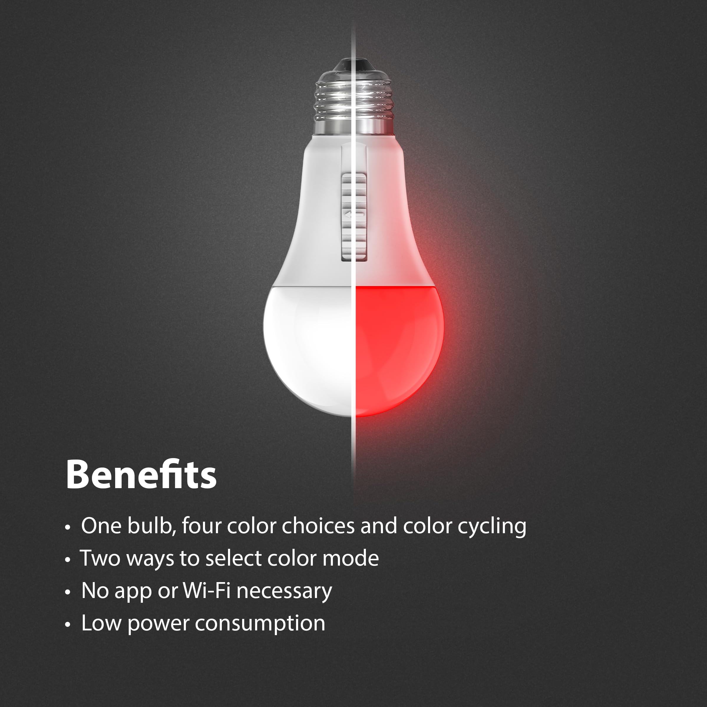 Feit Electric LED Color Changing Light Bulb - A19 with an E26 Medium Base Light Bulb - 60W Equivalent - 15 Year Life