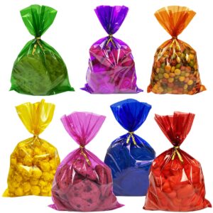 yotelab colored cellophane bags for candy, cookie, 6x9 inches 100 pcs colorful cellophane treat bags with twist ties