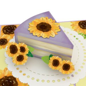 lovepop sunflower birthday cake slice pop up card – sunflower cards for women – 3d pop-up greeting card, birthday card for mom, 5 x 7”