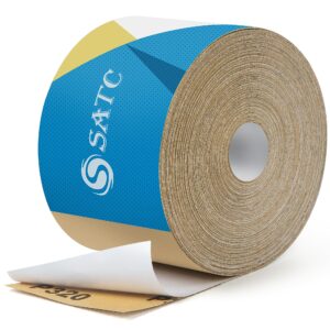 s satc 320 grit psa longboard sandpaper 20 yard long continuous roll, 2-3/4" wide self adhesive stickyback sanding sheets for automotive, hand sanding blocks,woodworking, metal, plastic