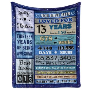 julazy 13th birthday gifts for girls boys blanket 60"x50", 13 year old girl boy gift ideas, best gifts for 13 year old girl, coolest gifts for 13 year old boy, 13th birthday decorations for girls boy