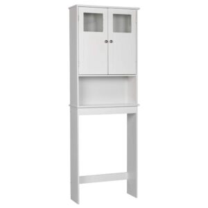 volowoo over the toilet storage cabinet,freestanding toilet rack space saving storgae cabinet with 2 doors & storage shelf, bathroom cabinet organizer rack over toilet (white grass)