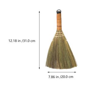 LIFKOME 2Pcs Indoor Grass Broom Whisk Broom Thai Handle Broomstick Sweeping Cleaning Tool Asian Handmade Craft Broom for Home Kitchen Bedroom