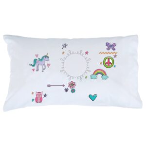 Personalized Planet My Name Pastel White Pillowcase with Custom Initial and Name Printed | Fun Bedroom Décor for Children | Standard Queen Size Pillow Cover | 20x31