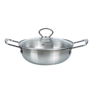 pan with lid camping cookware stainless steel hot pot pot without divider double dry handle cooking pot with lid for induction cooktop gas stove 18cm stock pot chinese hot pot