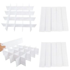 realplus 80pcs drawer dividers plastic adjustable drawer organizer for socks underwear makeup kitchen bedroom dresser, white