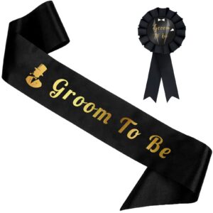 brt bearingshui groom sash and groom badge set, groom to be sash and groom to be badge brooch for engagement bridal shower bachelorette party favors supplies