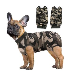 dog surgery recovery suit,prevent licking dog onesie protective bodysuits for abdominal wounds recovery shirt after surgery for female male pet (camo, xl(back 19"-chest 22.83-28.35"))