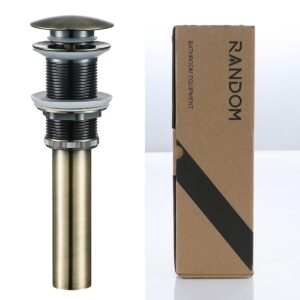 random bathroom vessel sink pop up drain stopper without overflow antique brass, all metal rustproof brass and 304 stainless steel 83006a.