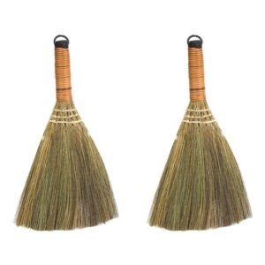 lifkome 2pcs indoor grass broom whisk broom thai handle broomstick sweeping cleaning tool asian handmade craft broom for home kitchen bedroom