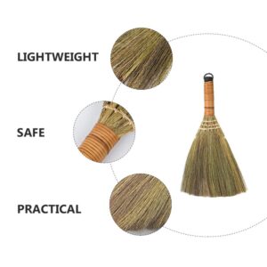 LIFKOME 2Pcs Indoor Grass Broom Whisk Broom Thai Handle Broomstick Sweeping Cleaning Tool Asian Handmade Craft Broom for Home Kitchen Bedroom