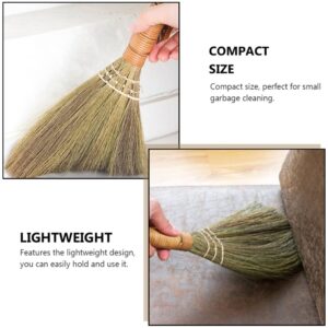 LIFKOME 2Pcs Indoor Grass Broom Whisk Broom Thai Handle Broomstick Sweeping Cleaning Tool Asian Handmade Craft Broom for Home Kitchen Bedroom