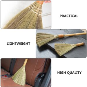 LIFKOME 2Pcs Indoor Grass Broom Whisk Broom Thai Handle Broomstick Sweeping Cleaning Tool Asian Handmade Craft Broom for Home Kitchen Bedroom