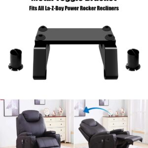 Metal Drive Toggle Bracket Fits for La-Z-Boy Lazyboy Power Recliners Aluminum Repair Parts Black with 2 Plastic Split Bushings