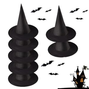 8pcs black halloween witch hats, black witch hats hanging, halloween black witch hat witch cap costume accessory for halloween christmas party, witch hat magician witch