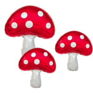 3PCS 31'' Mushroom foil balloons. Mushroom decor- Alice in Wonderland theme party decoration, Mushroom birthday party supplier. baby shower, wedding, forest plant party decorations.