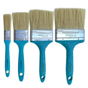 magimate stain brush set 1-inch 2-inch 3-inch and 4-inch assortment, bristle paint brush, natural bristle blended with synthetic, chip paint brush variety staining brushes pack of four