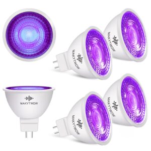 makytwow mr16 led light bulb, purple, gu5.3 bi-pin base led spotlights 12v led light for outdoor landscape track lighting, 4w=50w halogen equivalent, 6pack