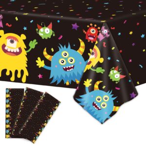 gisgfim 3 pcs monster party tablecloth monster party supplies color monster party table covers birthday party decor monster themed 1st birthday for indoor and outdoor decorations 105 x 54 inch